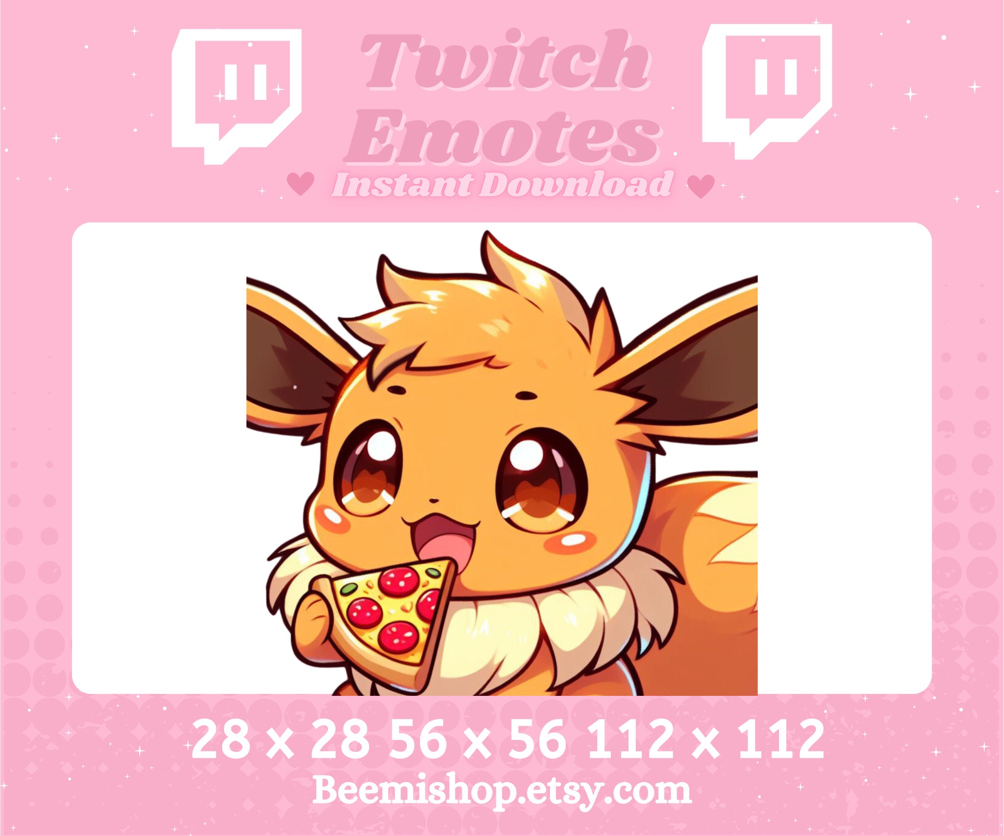 Twitch Discord Emote Cute Pokemon Eevee Eating Pizza Emotes Happy ...