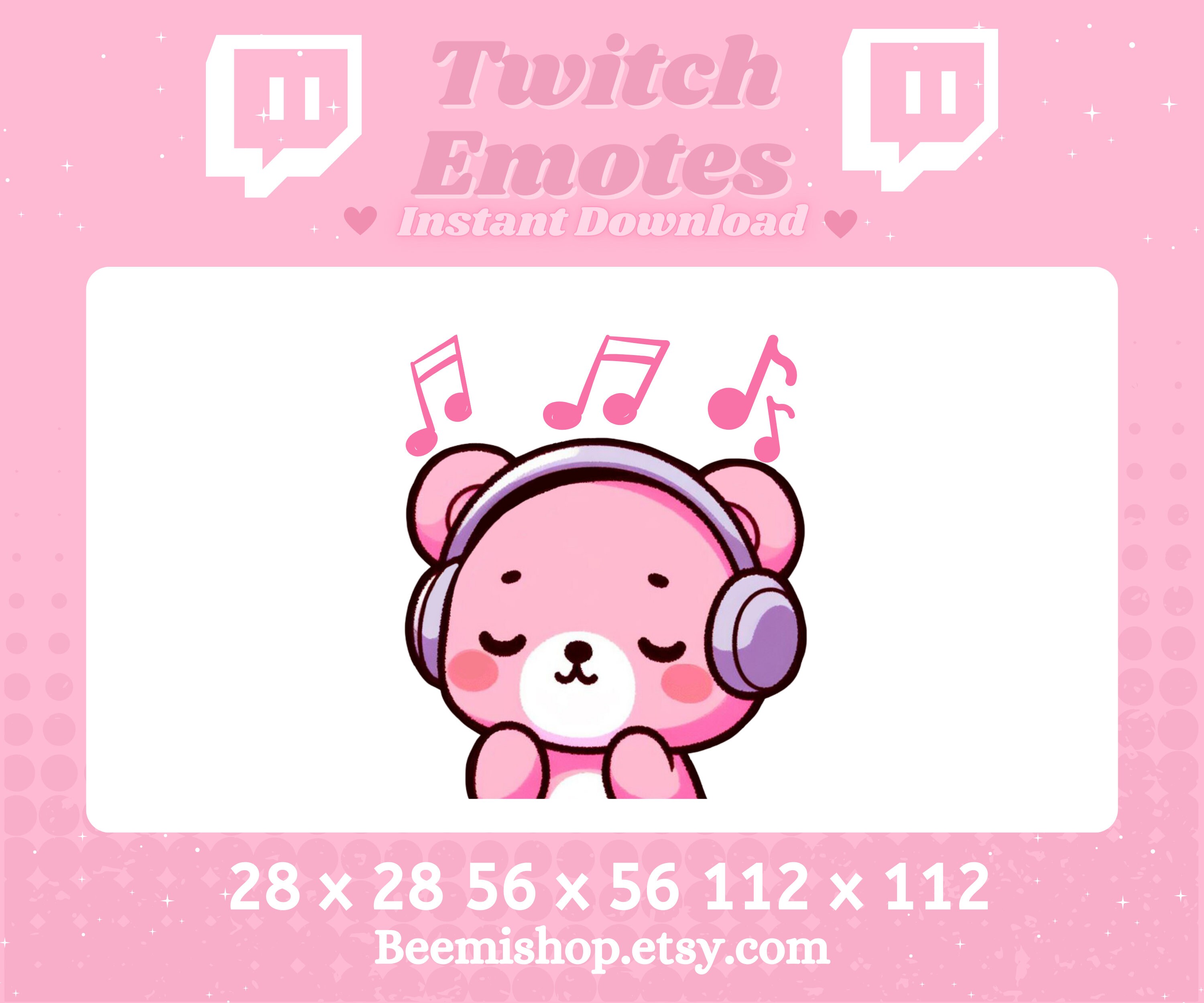 Pink Teddybear Music Jam Vibe Dance Kawaii Adorable Twitch Discord ...