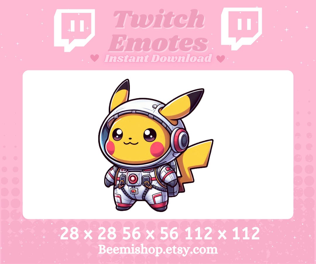 Pikachu Astronaut Space Explorer Happy Twitch Discord Emote Cute Kawaii ...