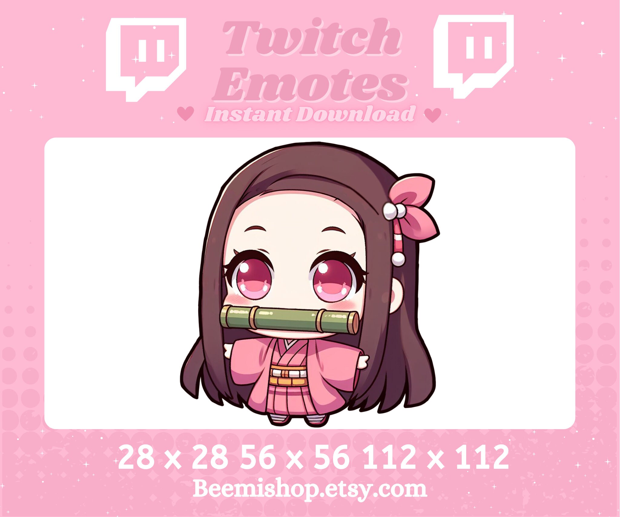 Twitch Discord Emote Demon Chibi Girl Nezuko Anime Demon Girl Emotes ...