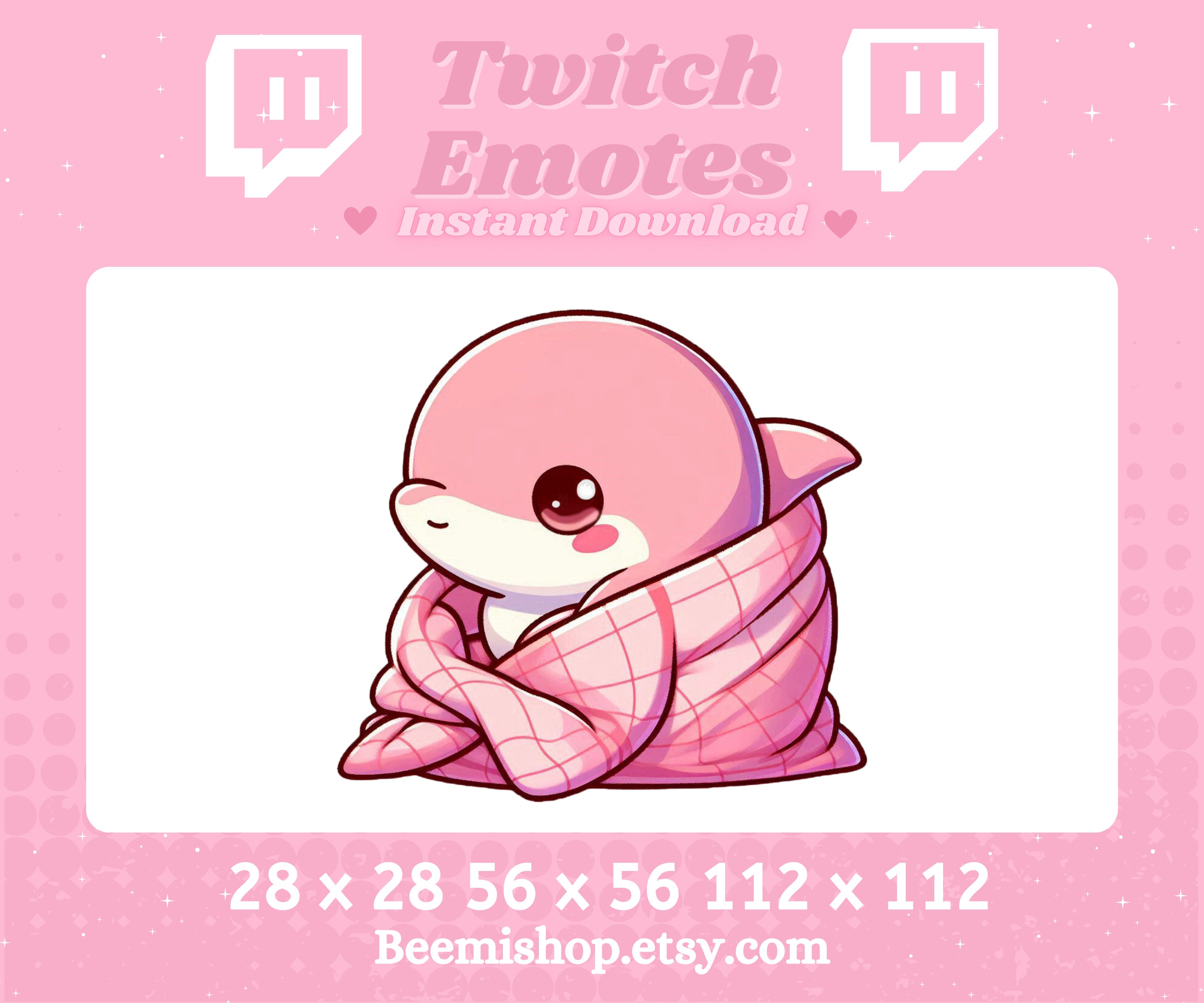 Pink Dolphin in A Comfy Cozy Blanket Whale Fish Adorable Twitch Discord ...