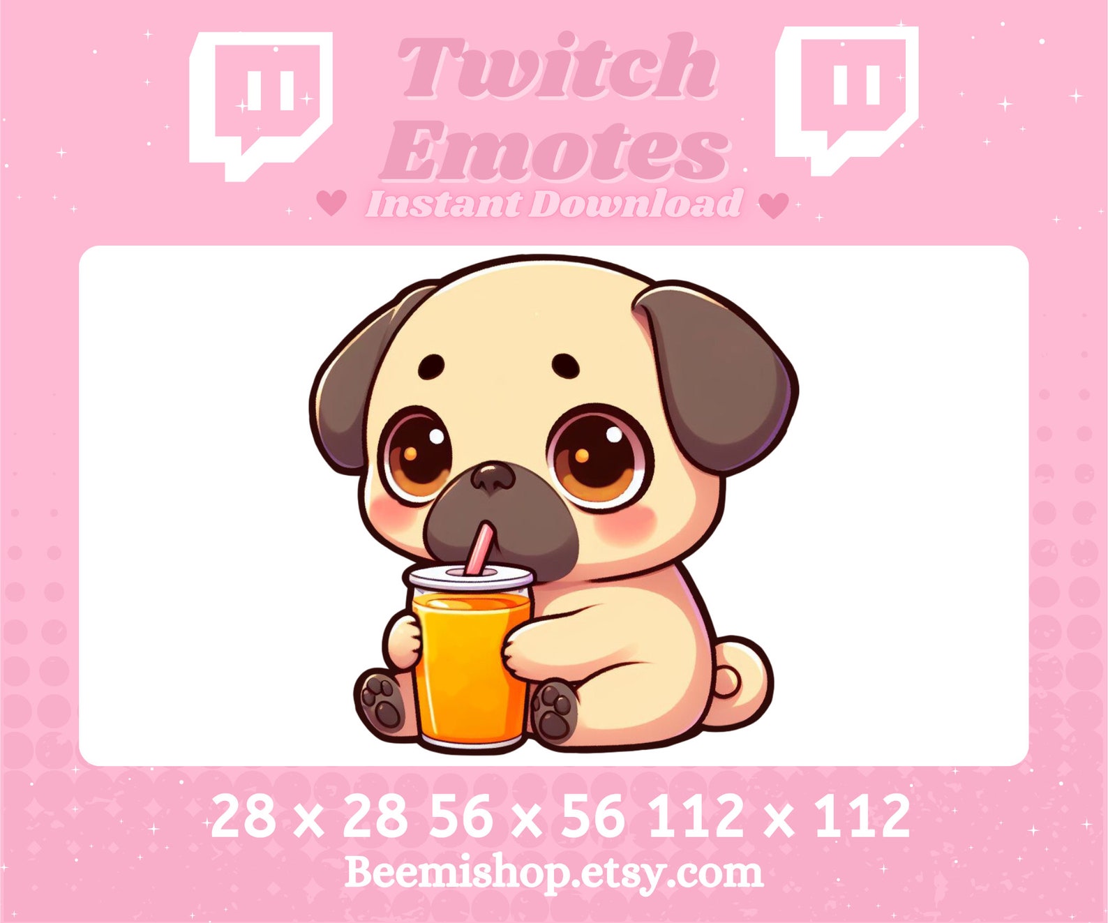 Twitch Discord Emote Pug Dog Animal Emotes Drinking Juice Slurp Drink ...
