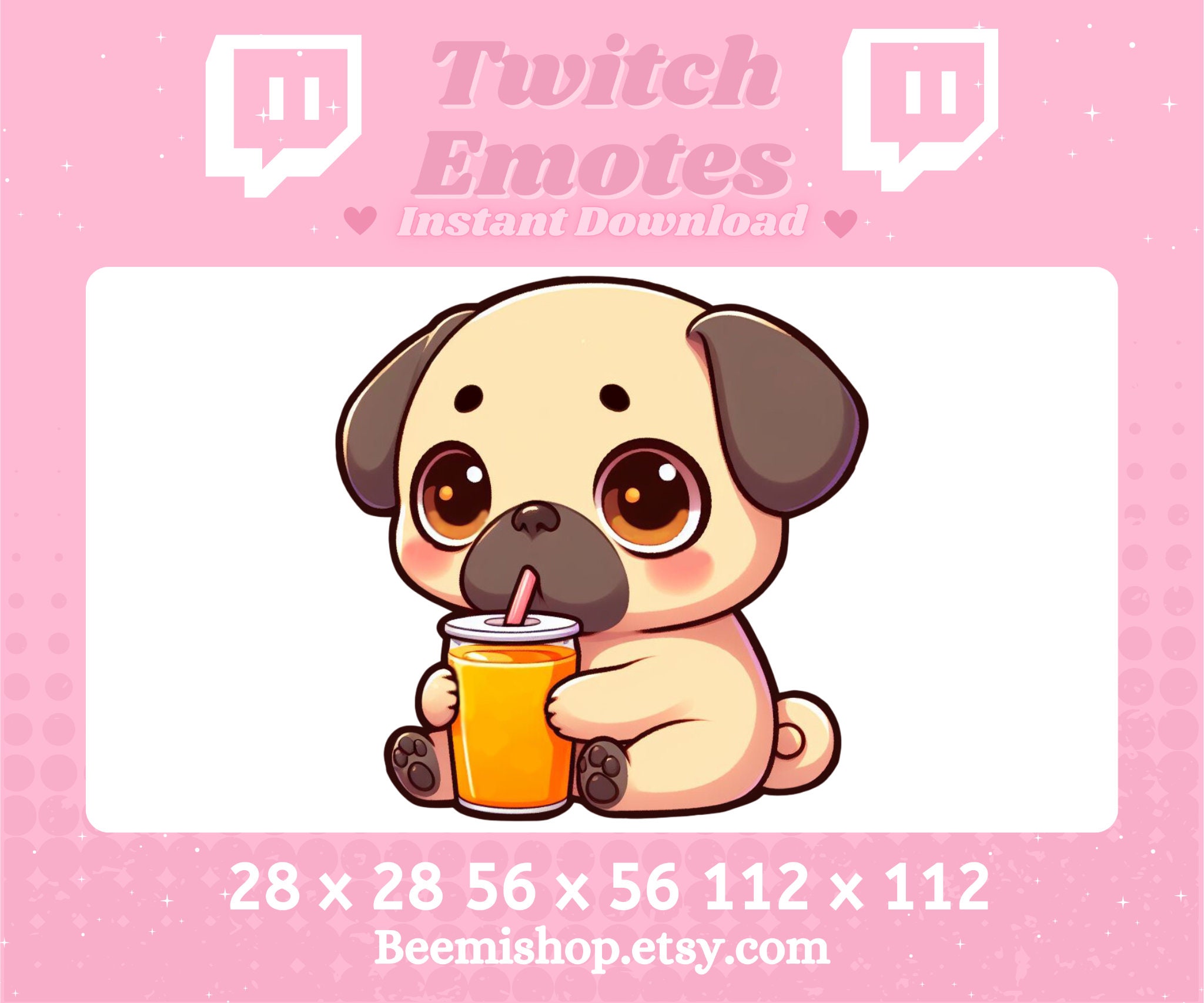 Twitch Discord Emote Pug Dog Animal Emotes Drinking Juice Slurp Drink ...