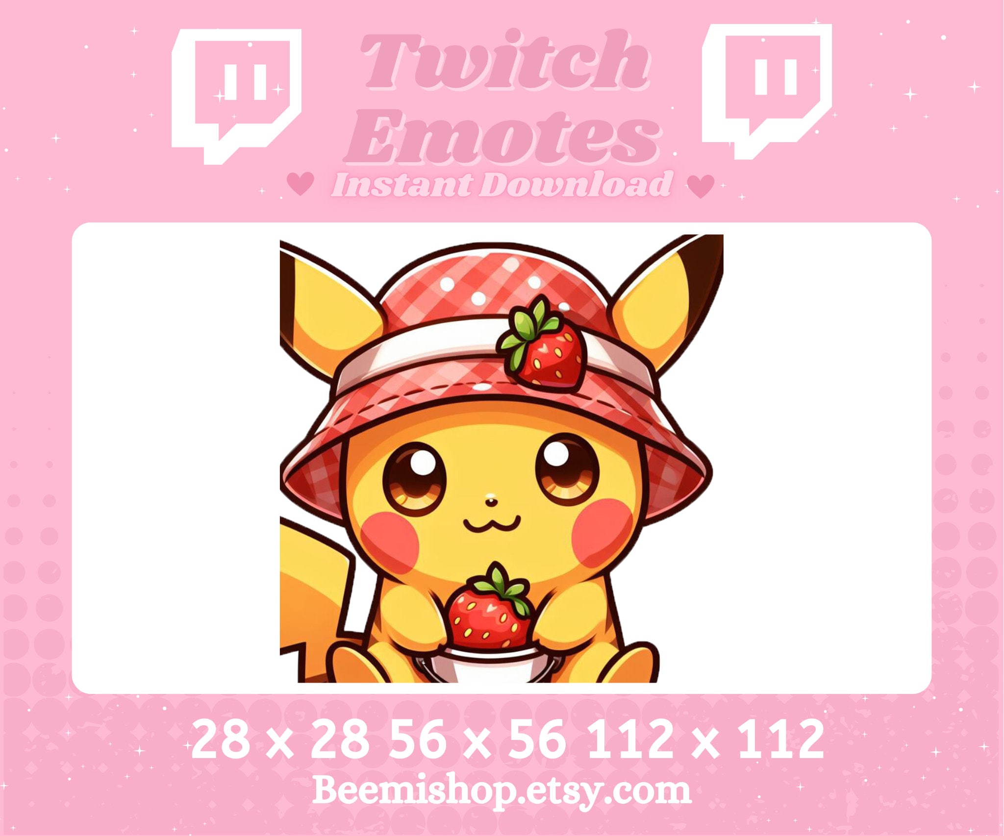 Twitch Discord Emote Strawberry Pokemon Cute Pikachu Emotes Game ...