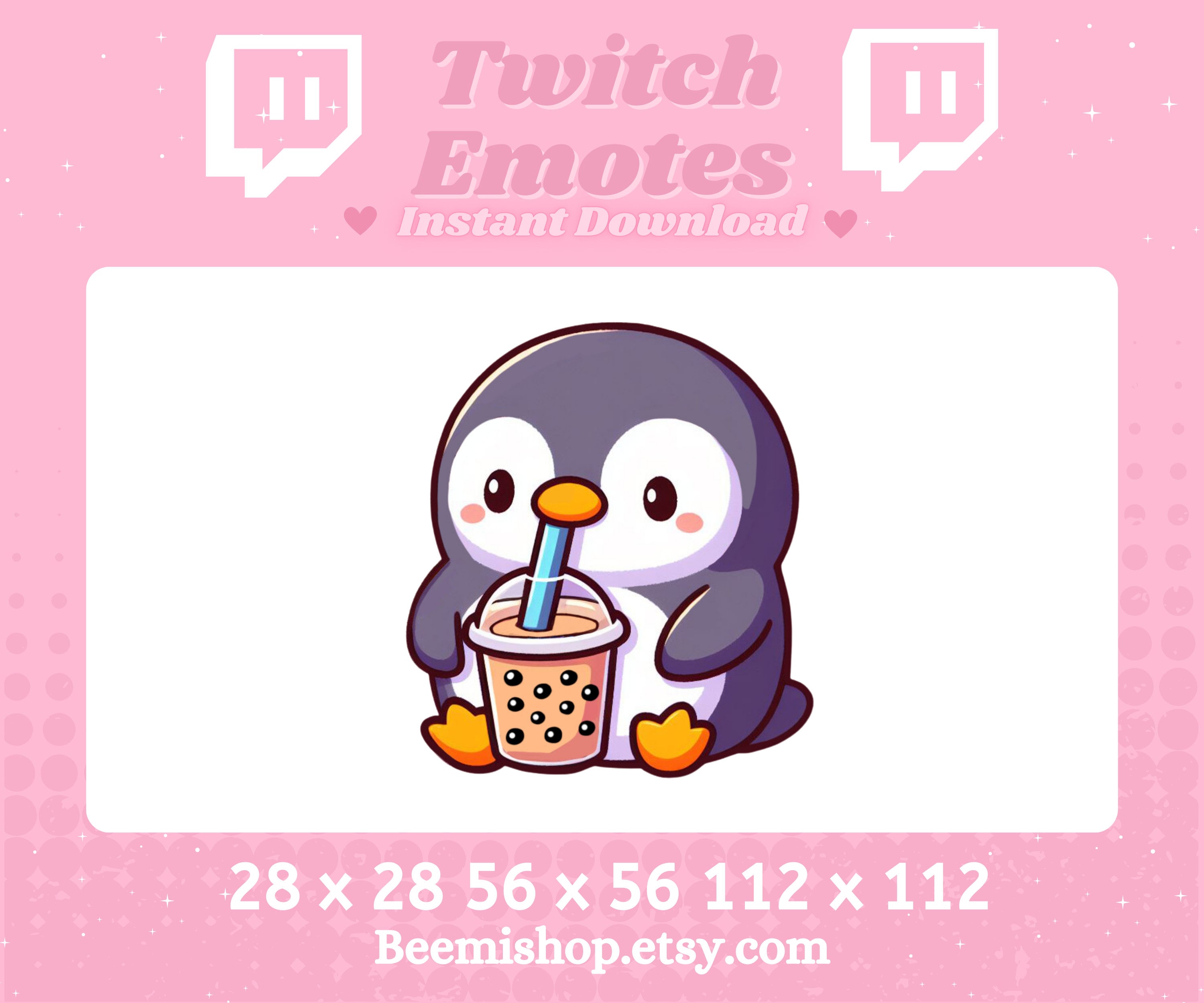 Cute Penguin Drinking Boba Tea Chibi Drink Sip Slurp Animal Adorable ...