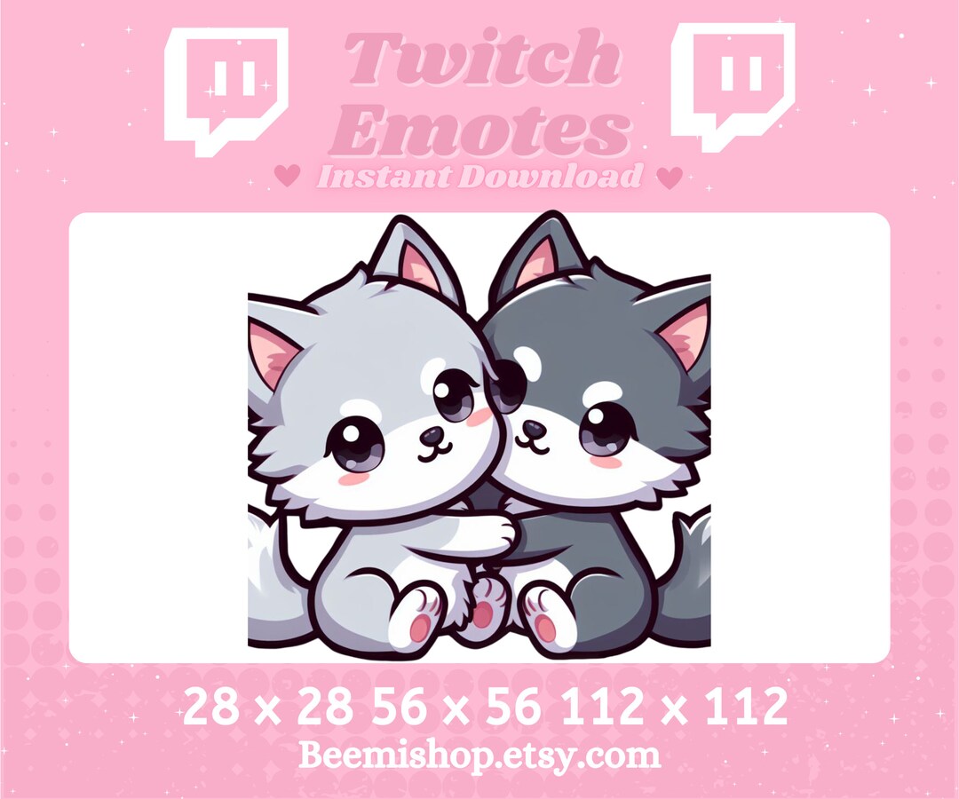 Twitch Discord Emotes Wolf Hug Cuddle Love Emotes Cute Youtube Server ...