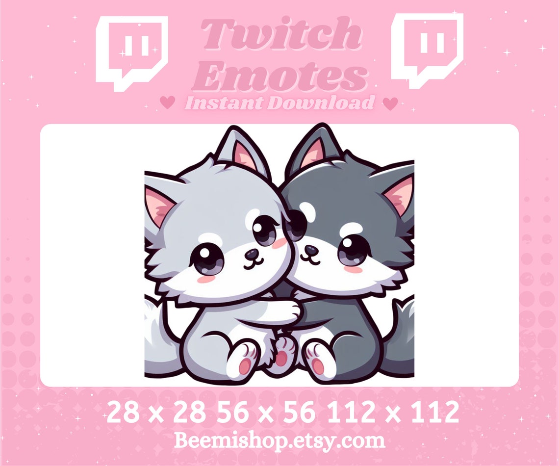 Twitch Discord Emotes Wolf Hug Cuddle Love Emotes Cute Youtube Server ...