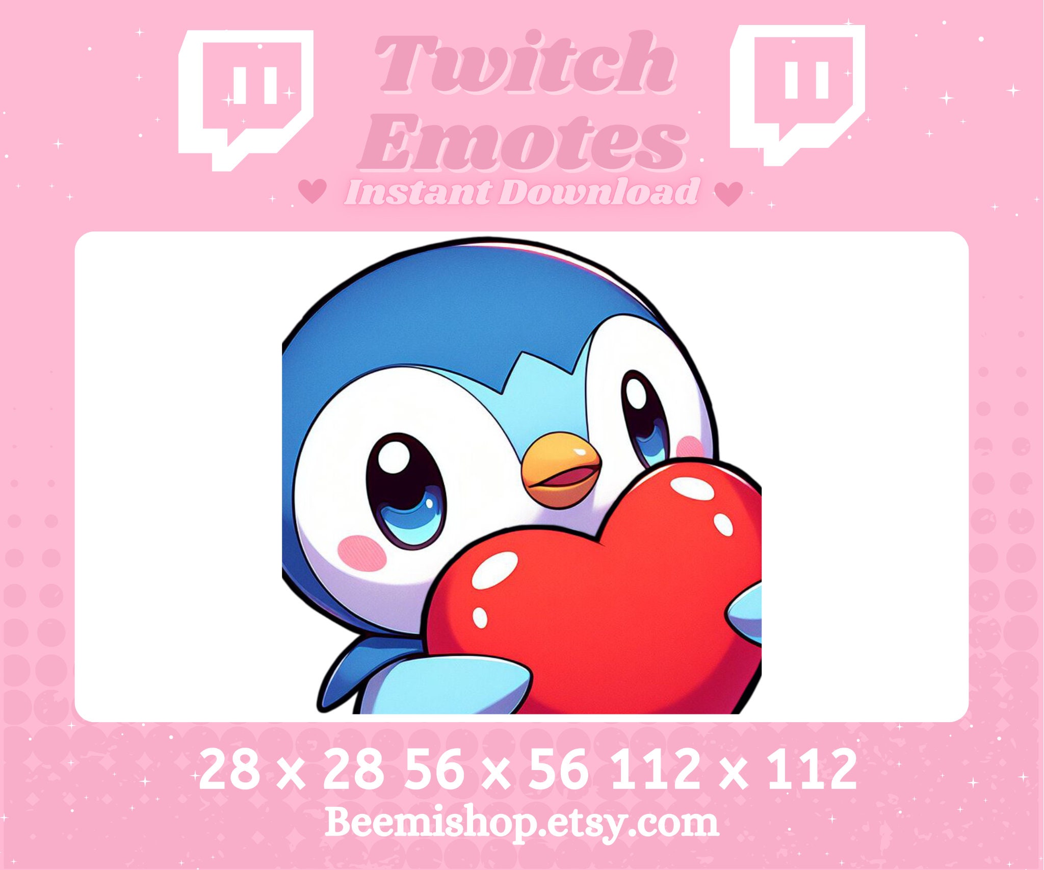 Twitch Discord Emote Pokemon Piplup Love Heart Emotes Game Youtube ...