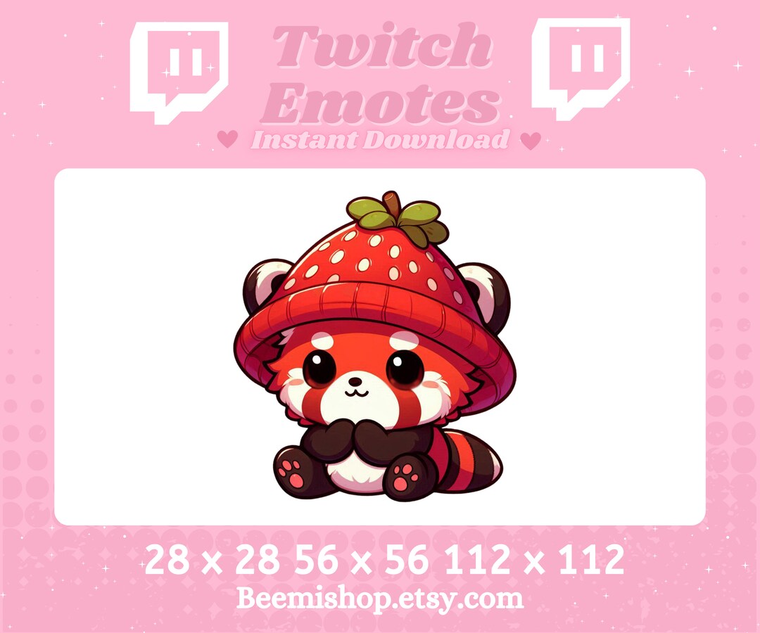 Red Panda Wearing A Strawberry Hat Kawaii Funny Adorable Anime Twitch ...