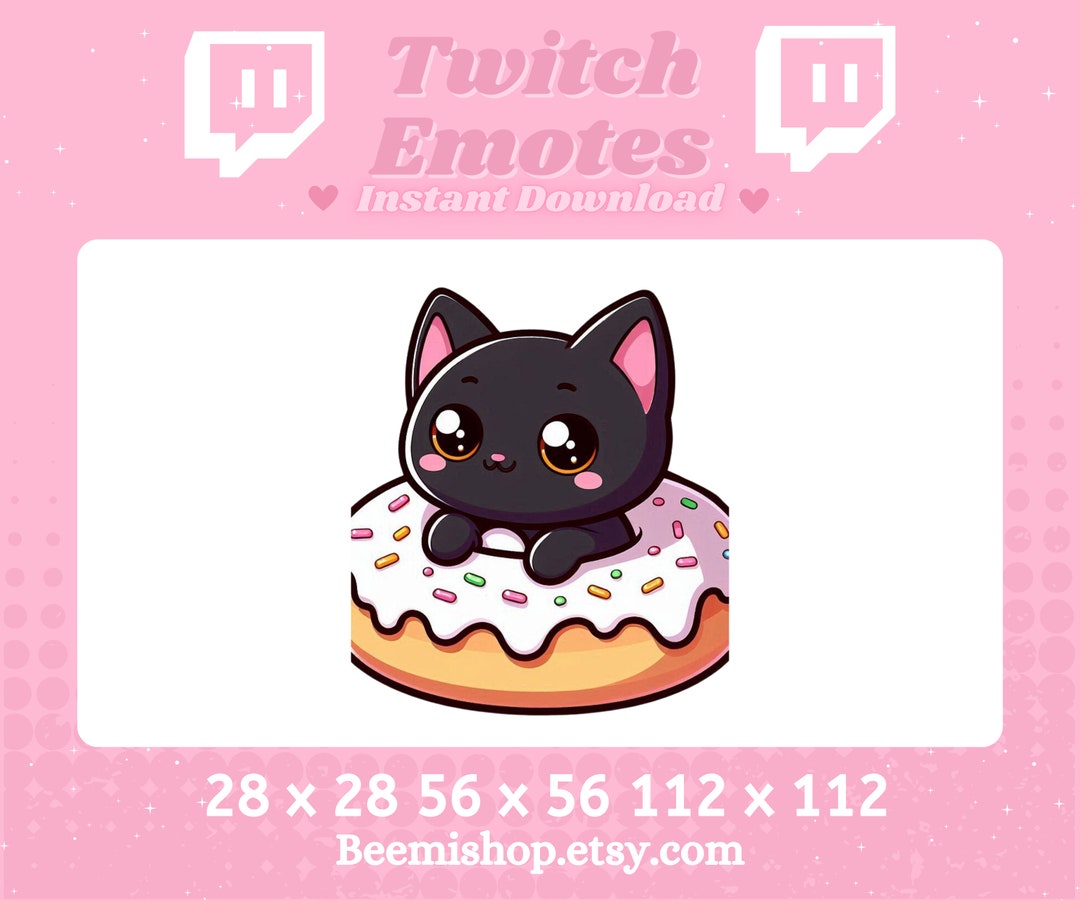 Black Cat in A Donut Sweets Dessert Kawaii Funny Meme Adorable Anime ...