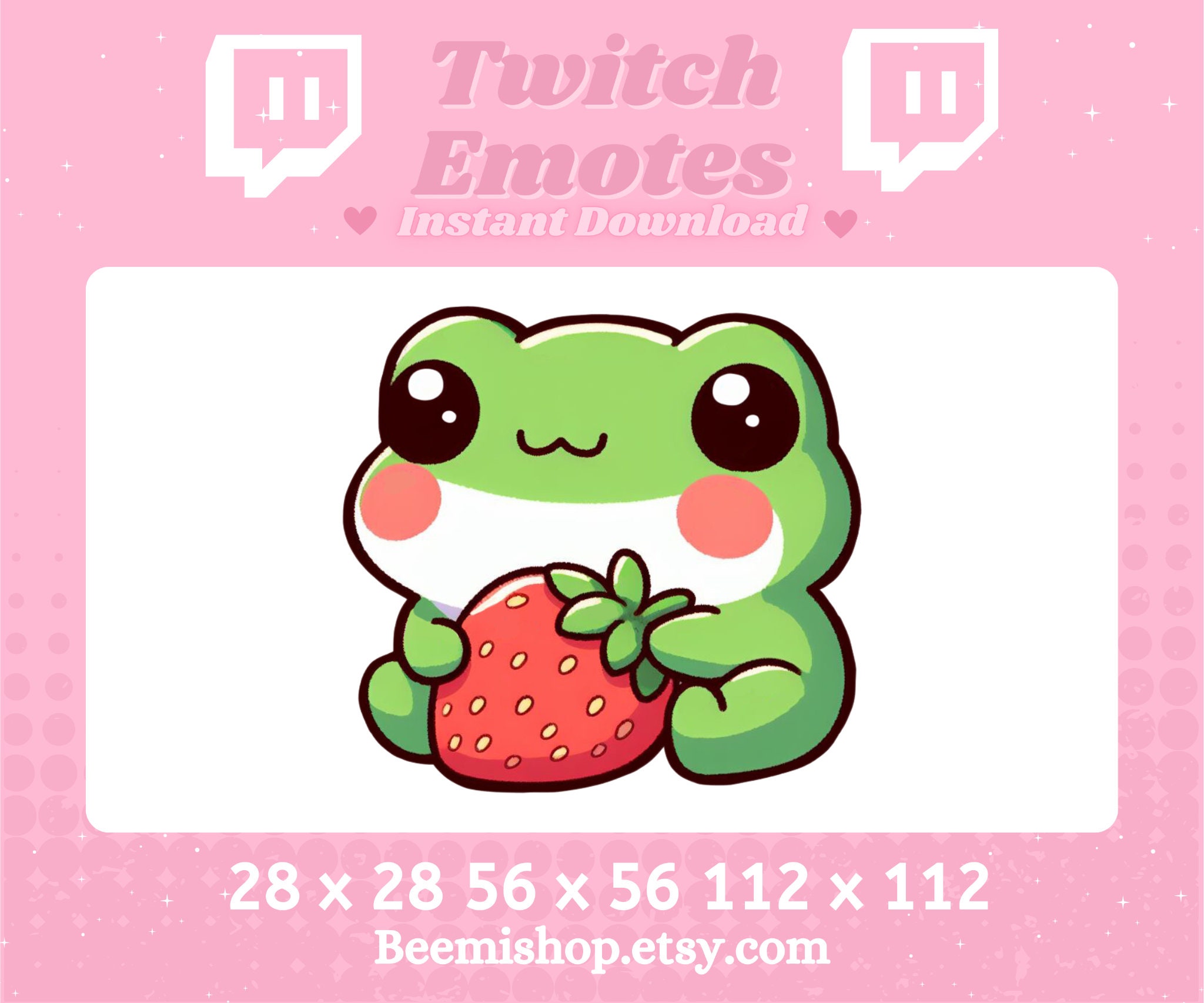 Twitch Emote Cute Chibi Frog Emotes Strawberry Happy Fruit Stream Comfy ...