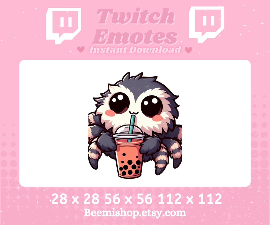 Black Jumping Spider Drinking Boba Tea Kawaii Cuddle Adorable Twitch ...
