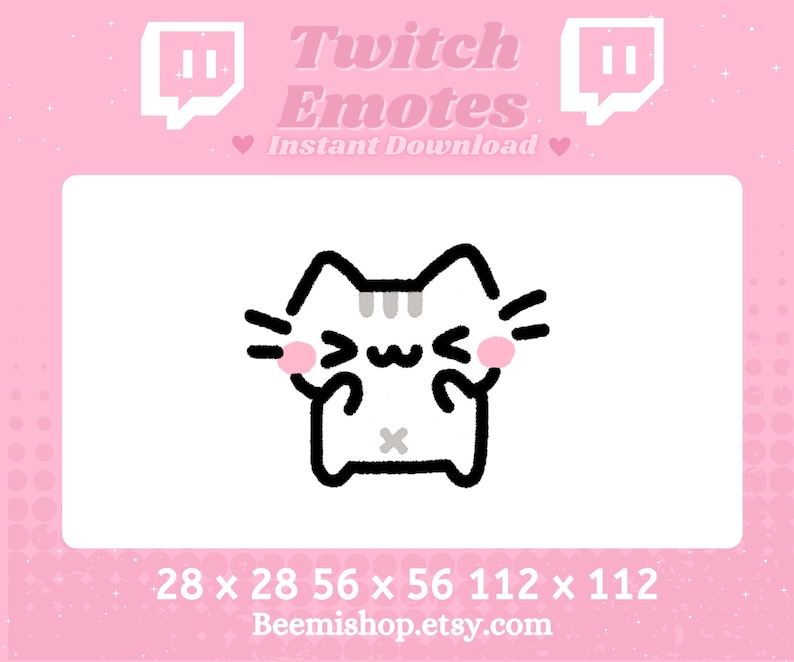 Blushing Cat Twitch Emote – Cute Flushed Uwu Kawaii Emoji for Discord & Stream, Shy Kitten ...