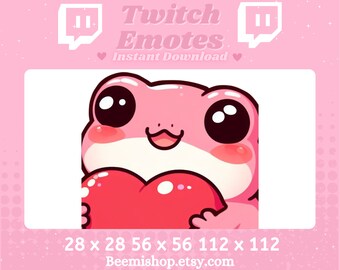 Cute Frog Animated Emote Twitch Love Button Discord Stickers Animal ...