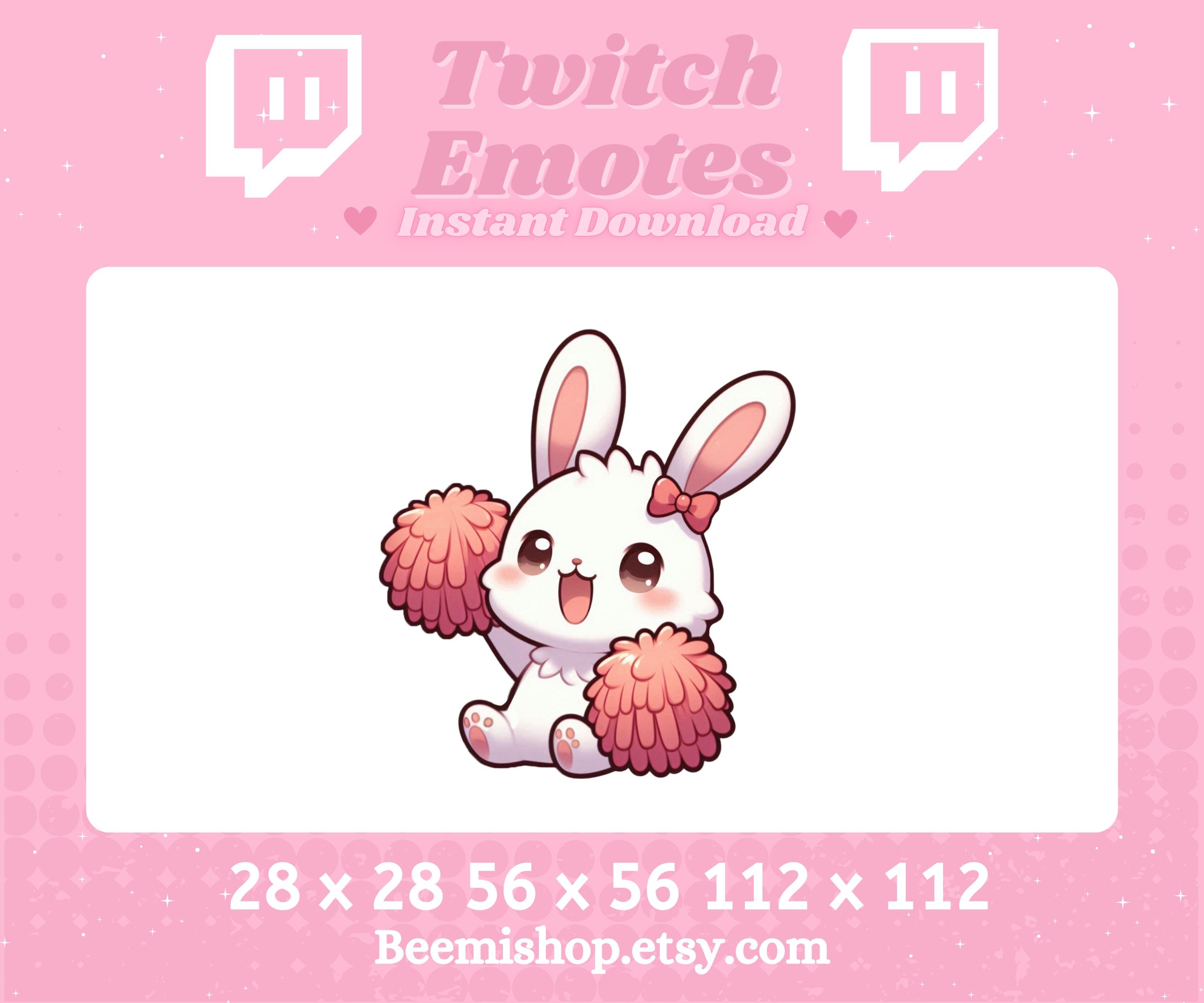 White Bunny Cheer Hype Cheerleader Pom Poms Cute Kawaii Animal Adorable ...