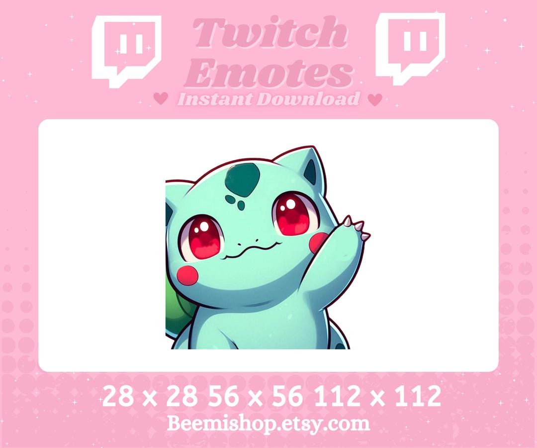 Bulbasaur Waving Hi Hello Greeting Happy Twitch Discord Emote Cute ...