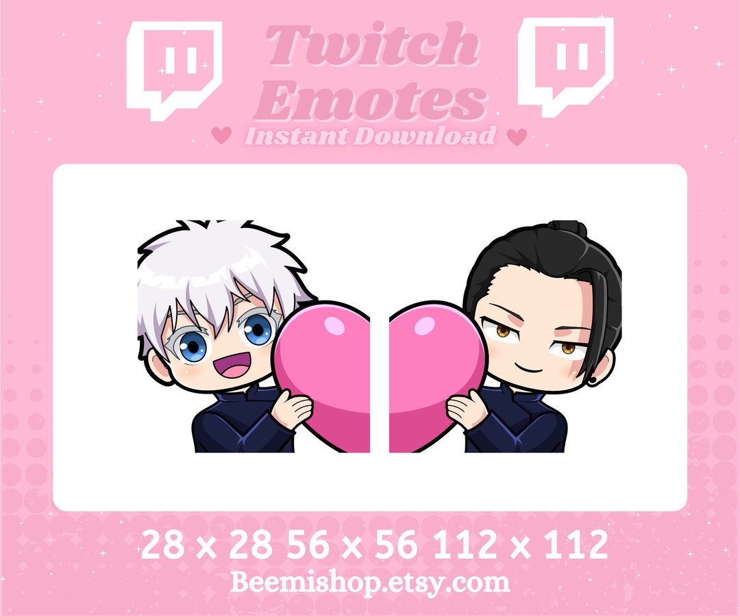 2 Emotes Cute Chibi Gojo Geto Anime Sorcerer Half Full Heart Love ...