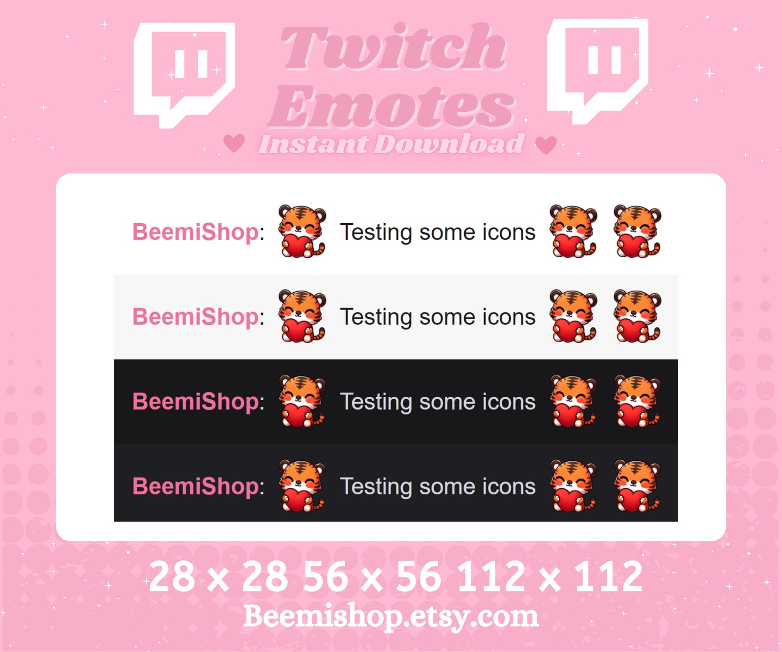 Tiger Love Heart Happy Adorable Twitch Discord Emote Stream Wild Animal ...