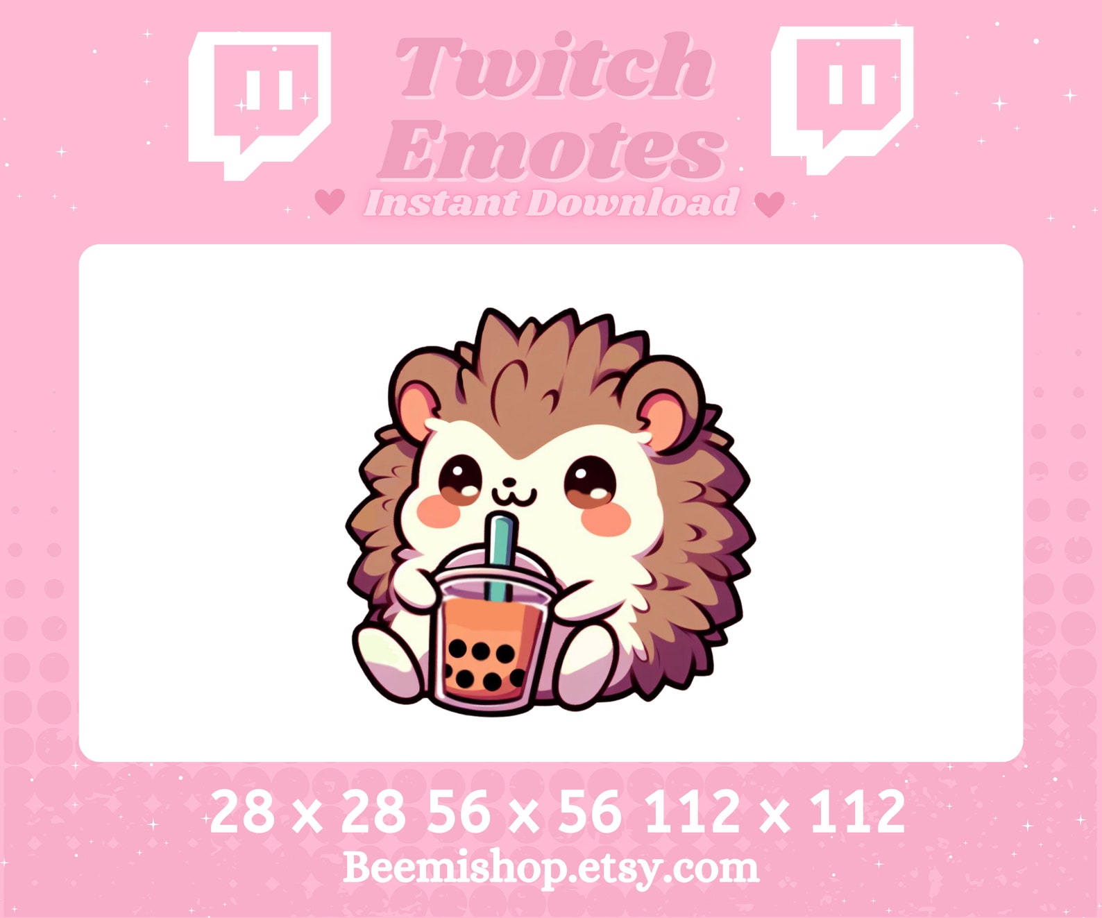 Hedgehog Drinking Boba Tea Bubble Tea Sip Slurp Drink Adorable Twitch ...