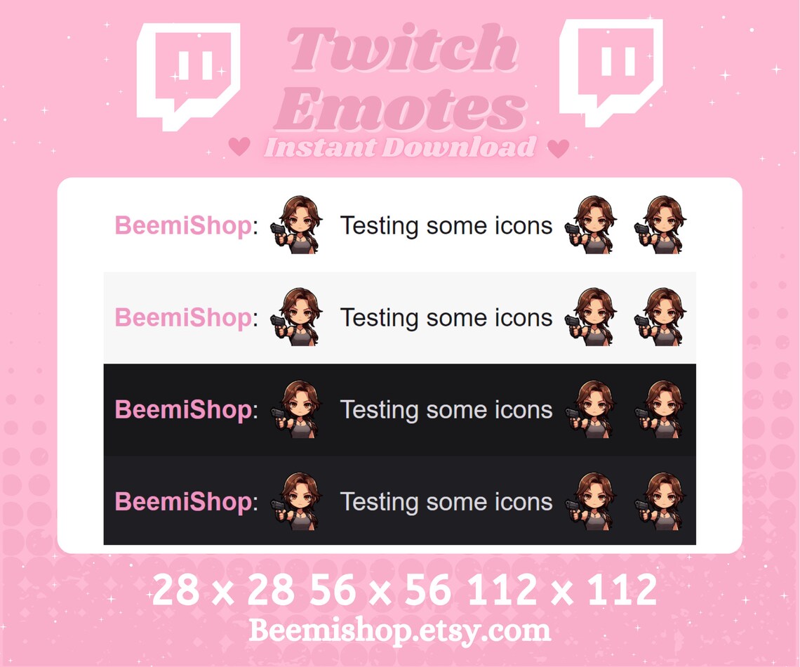 Twitch Emote Discord Emote Lara Croft Tomb Raider Emotes Gun Cute ...