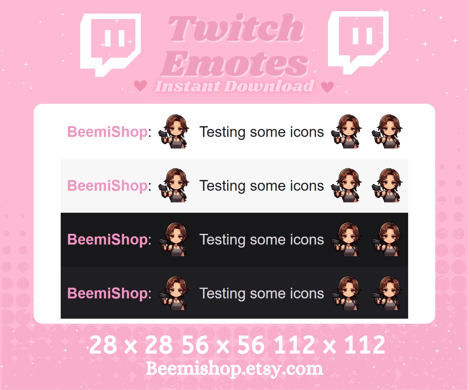 Twitch Emote Discord Emote Lara Croft Tomb Raider Emotes Gun Cute ...