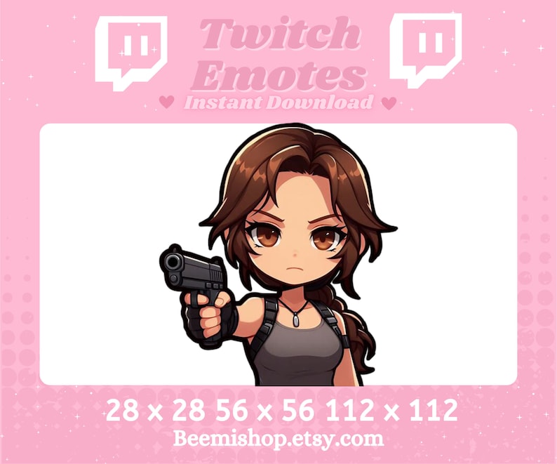 Twitch Emote Discord Emote Lara Croft Tomb Raider Emotes Gun Cute ...