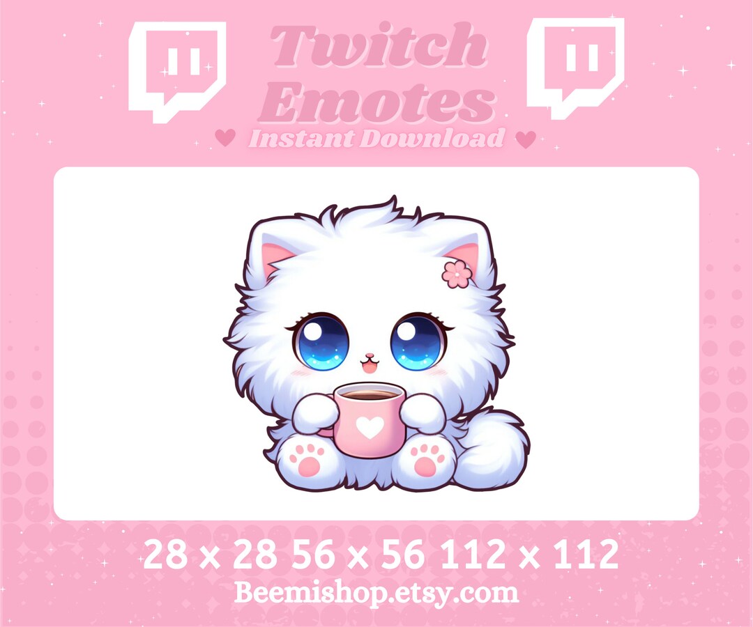Twitch Emotes Discord Emote White Cat Emotes Fluffy Comfy Drinking ...