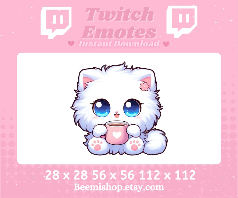 Twitch Emotes Discord Emote White Cat Emotes Fluffy Comfy Drinking ...