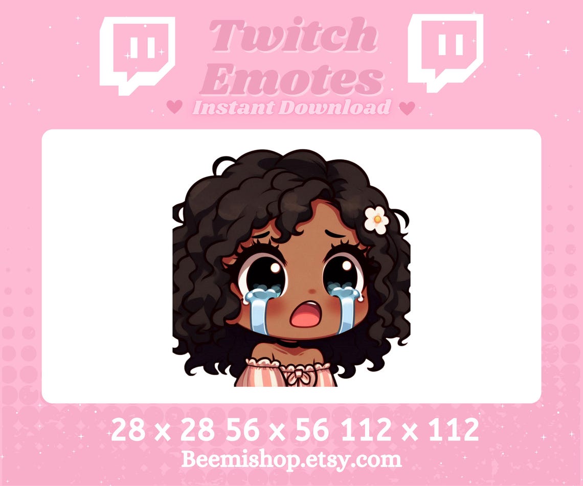Chibi Black Girl Crying Sad Upset Stream Curly Brown Hair Brown Eyes ...
