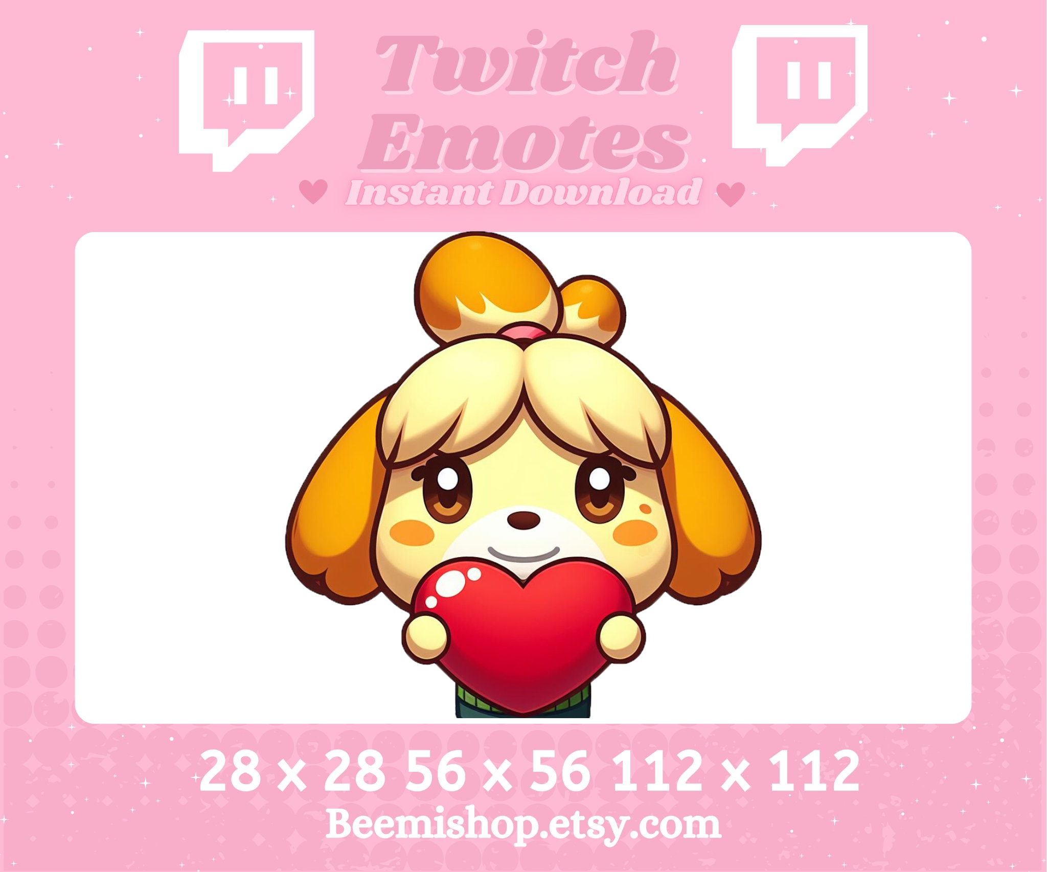 Twitch Discord Emote Cute Animal Crossing Isabelle Emotes Love Heart ...