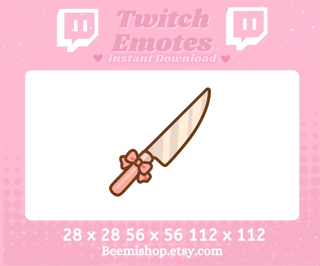 Pink Dagger With Ribbon Knife Twitch Discord Emote Stream Youtube Cute ...