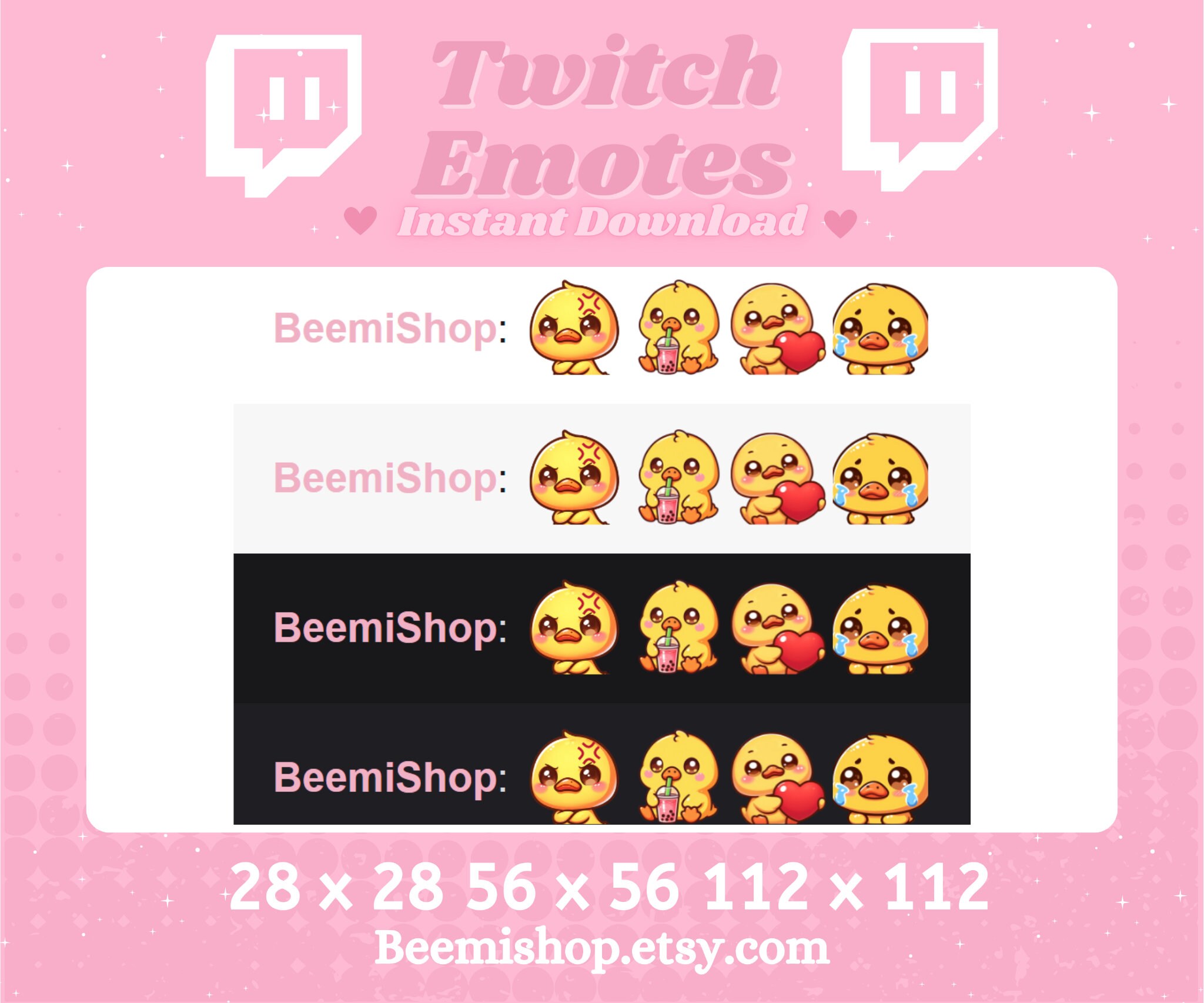 Twitch Discord Emote Cute Duck Emotes Pack Set Crying Mad Angry Love ...