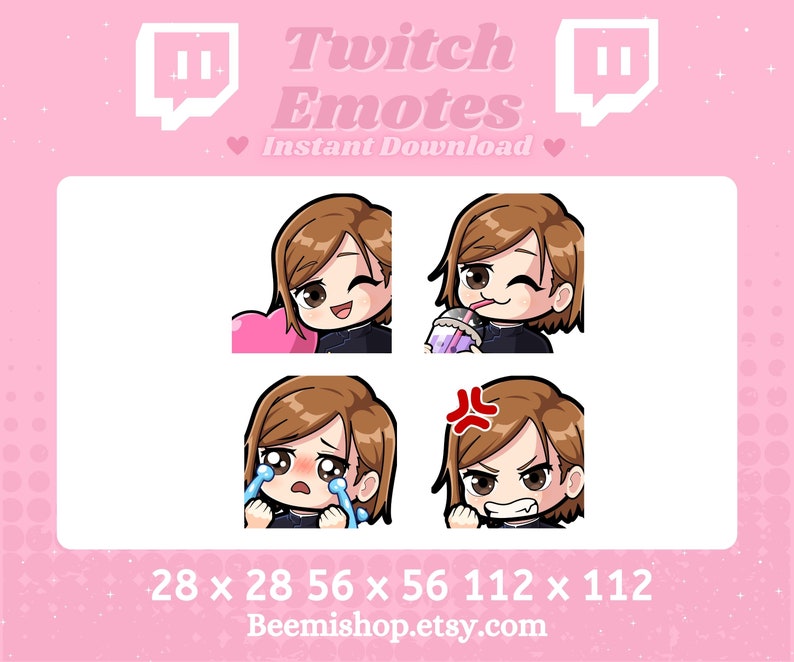 Nobara JJK Pack Set Anime Cute Love Heart Drinking Boba Tea Crying Mad ...