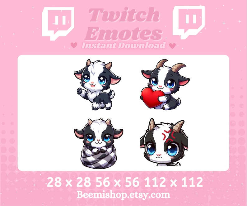 Twitch Discord Emote Cute Goat Emotes Pack Set Happy Love Mad Blanket