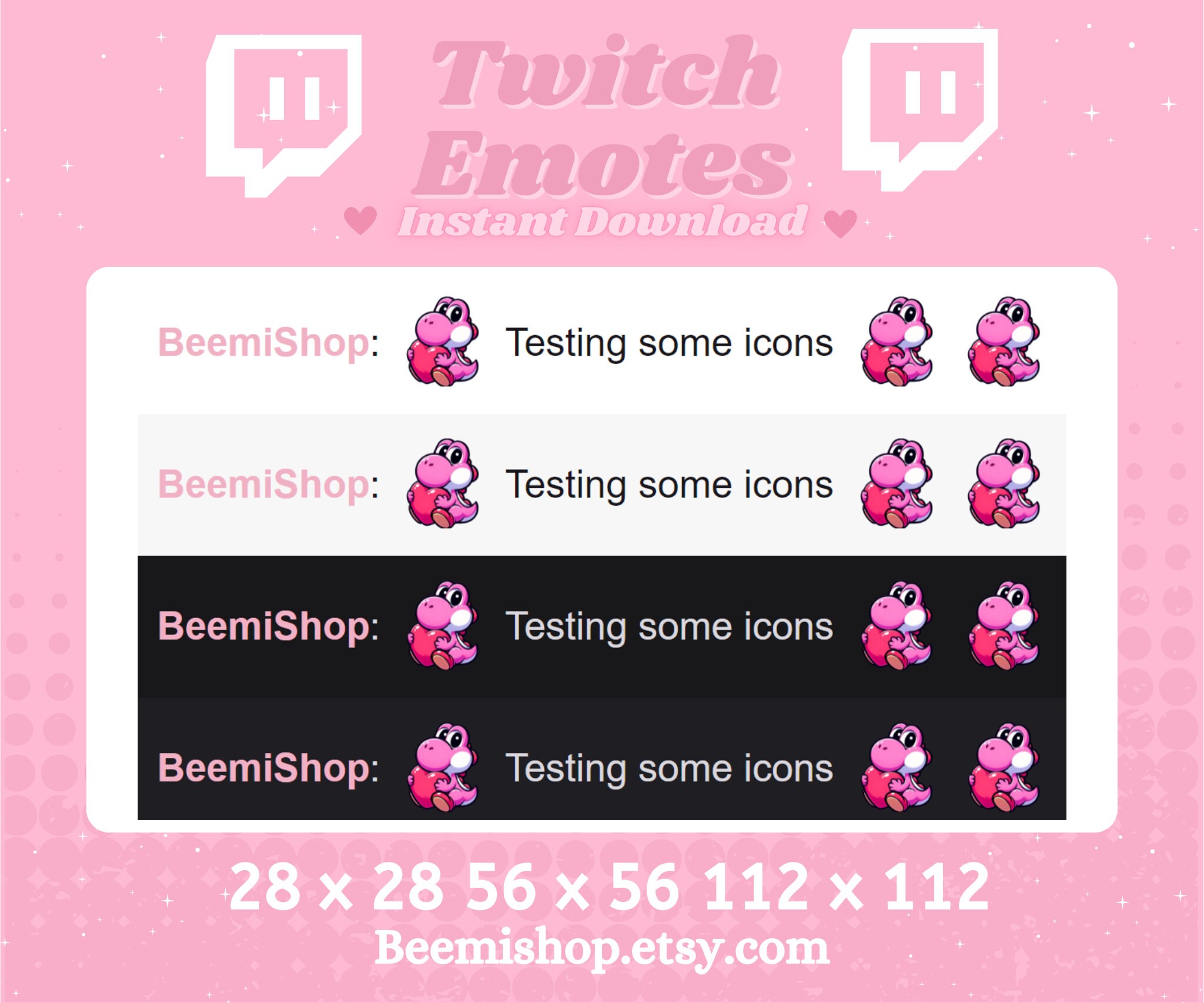Twitch Discord Emote Yoshi Pink Super Mario Cute Twitch Adorable ...