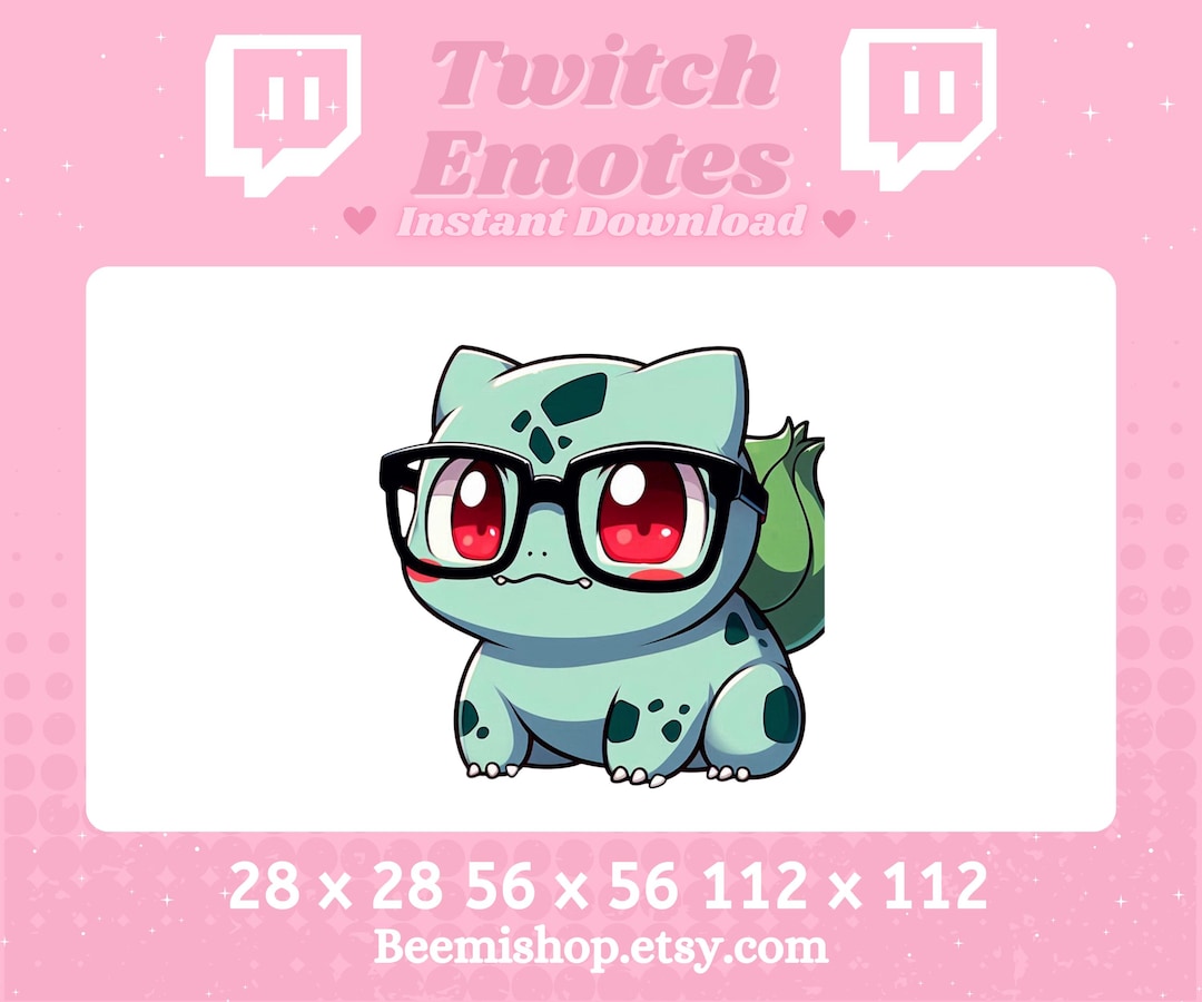 Bulbasaur Glasses Smart Nerd Funny Meme Twitch Discord Emote Cute ...