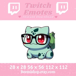 Bulbasaur Glasses Smart Nerd Funny Meme Twitch Discord Emote Cute ...