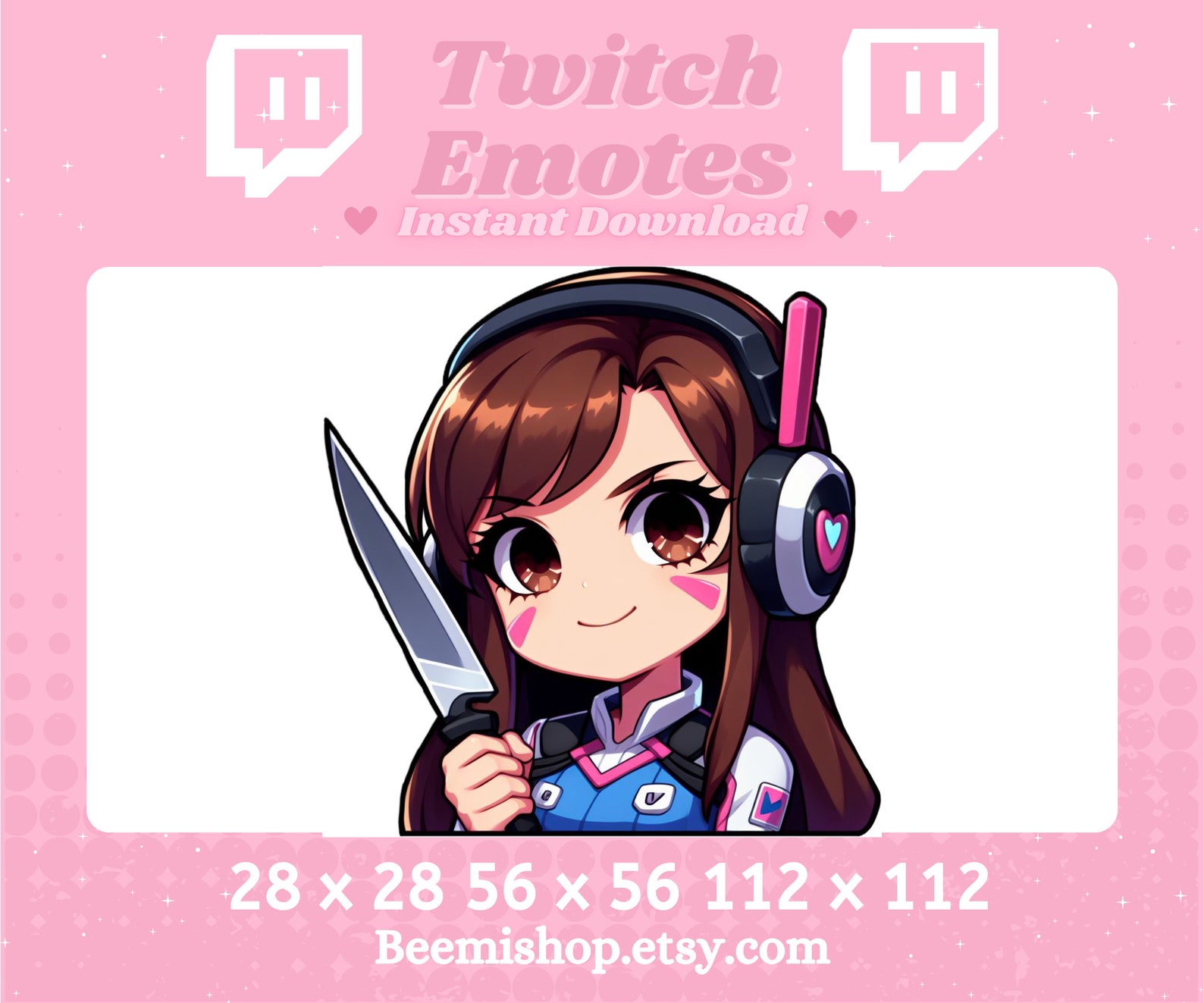 Twitch Discord Emote Cute Overwatch Dva Emotes Holding A Knife Scary ...
