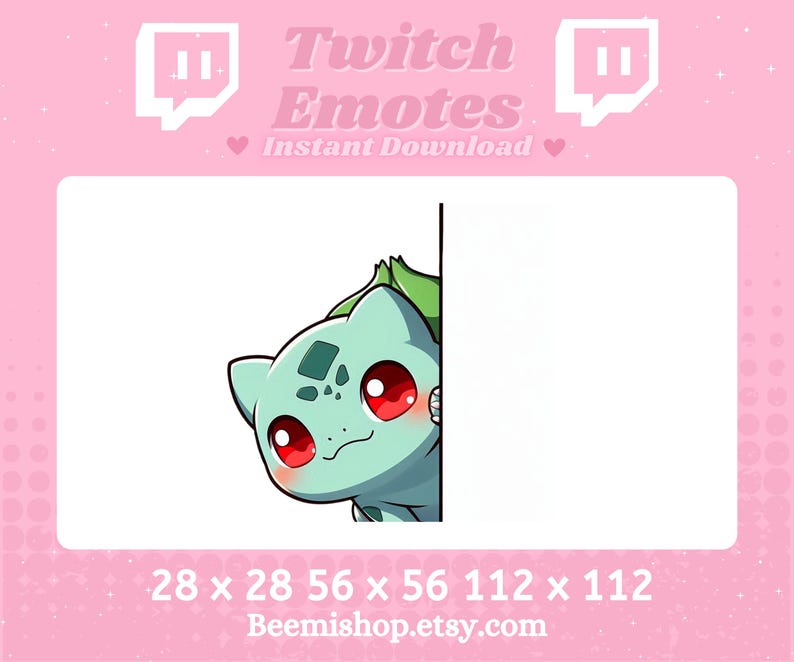 Bulbasaur Lurk Peeking Twitch Discord Emote Cute Kawaii Adorable ...