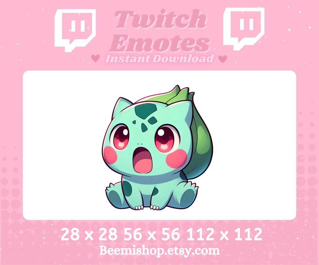Bulbasaur Shocked Surprised Happy Twitch Discord Emote Cute Kawaii ...