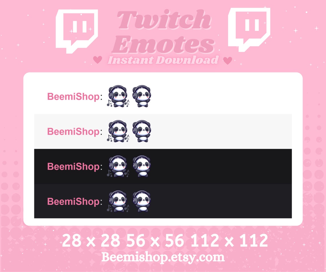 Panda Music Jam Vibe Dance Kawaii Adorable Twitch Discord Emote Stream ...