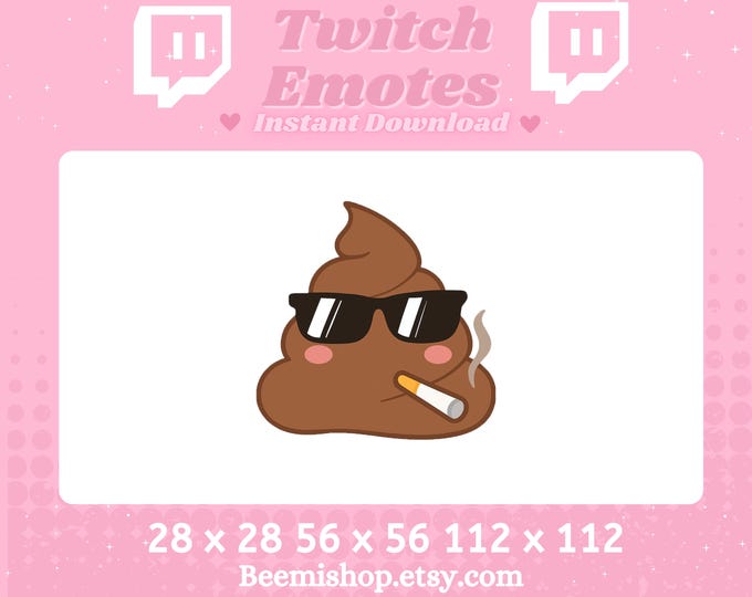 Cool Poop Emoji Twitch Discord Reaction Emote – Thug Life Smoking Meme ...