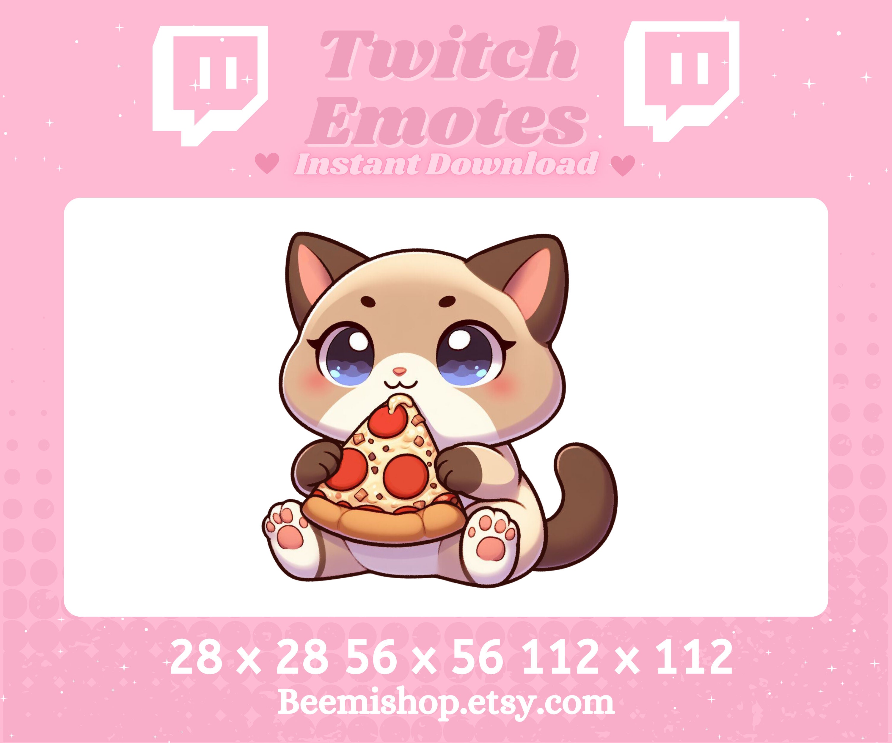 Chunky Siamese Cat Eating Pizza Food Yummy Happy Funny Twitch Discord ...