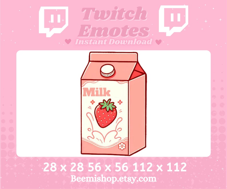 Twitch Discord Emote Cute Strawberry Milk Emote Kawaii Adorable Youtube ...