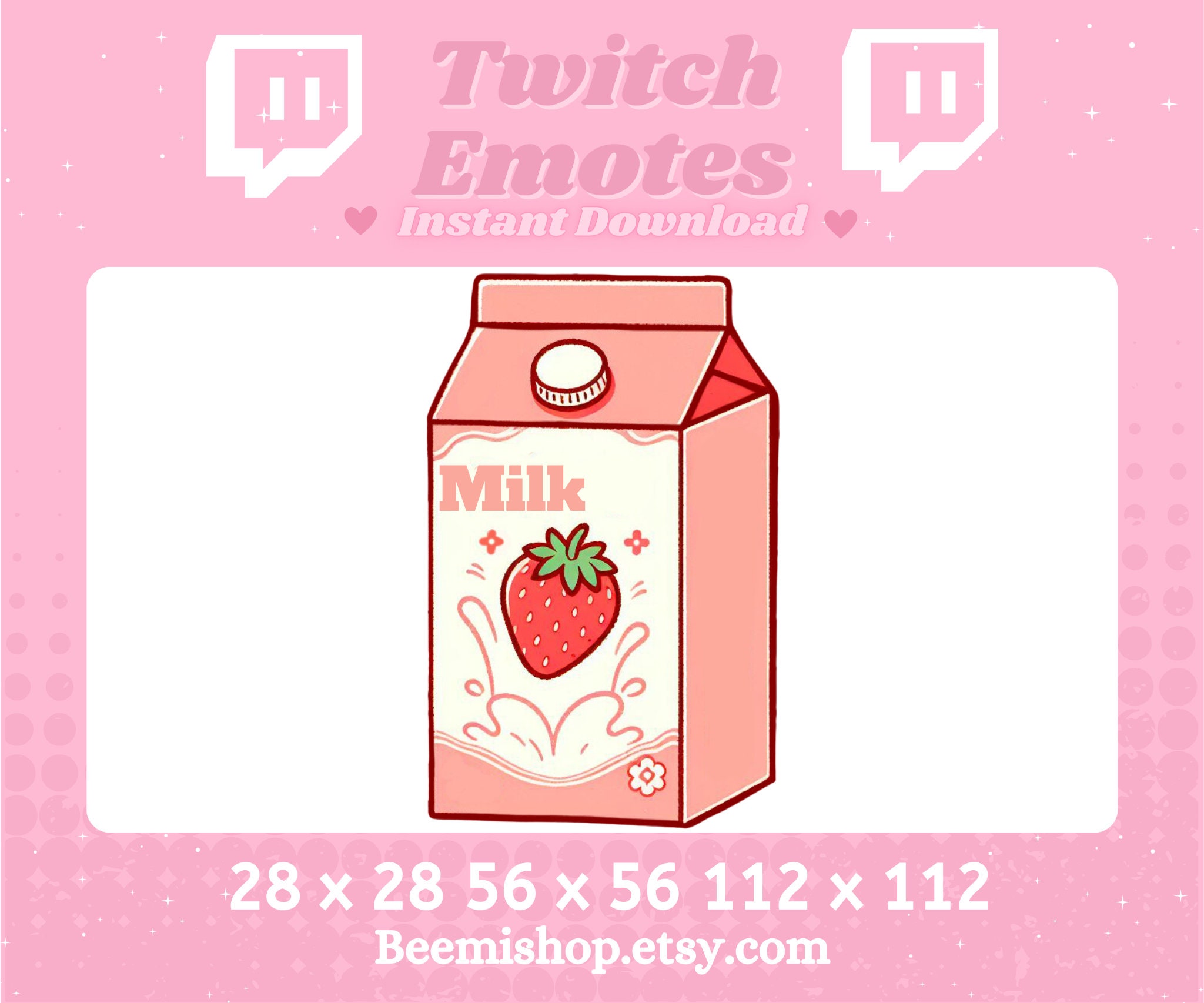 Twitch Discord Emote Cute Strawberry Milk Emote Kawaii Adorable Youtube ...
