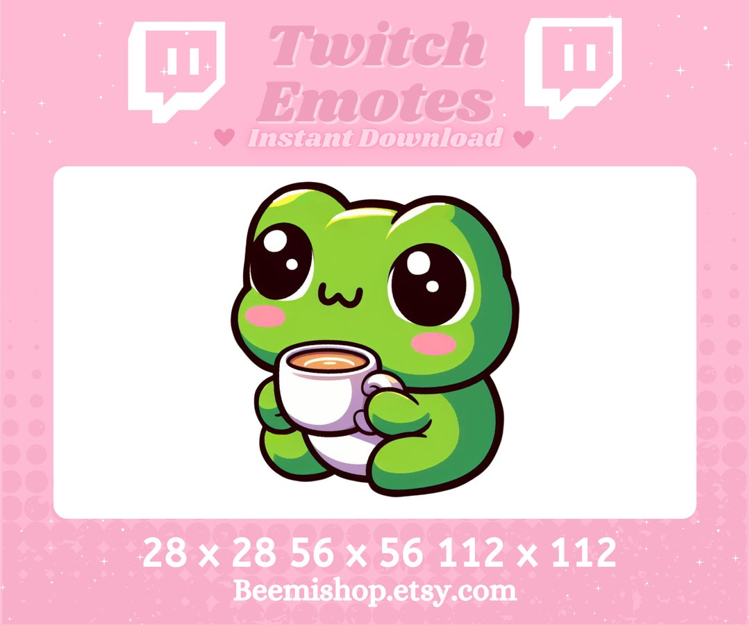 Twitch Emote Cute Chibi Frog Emotes Drinking A Cup of Coffe Slurp Drink ...
