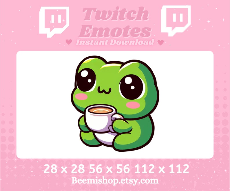 Twitch Emote Cute Chibi Frog Emotes Drinking A Cup of Coffe Slurp Drink ...