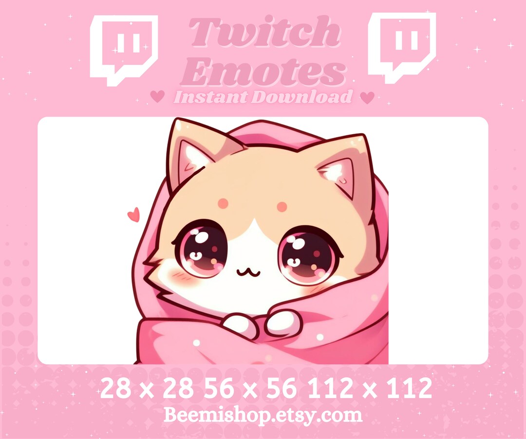 Twitch Emote| Discord Emote|cute|cat|emote| Cozy | Pink | Blanket ...