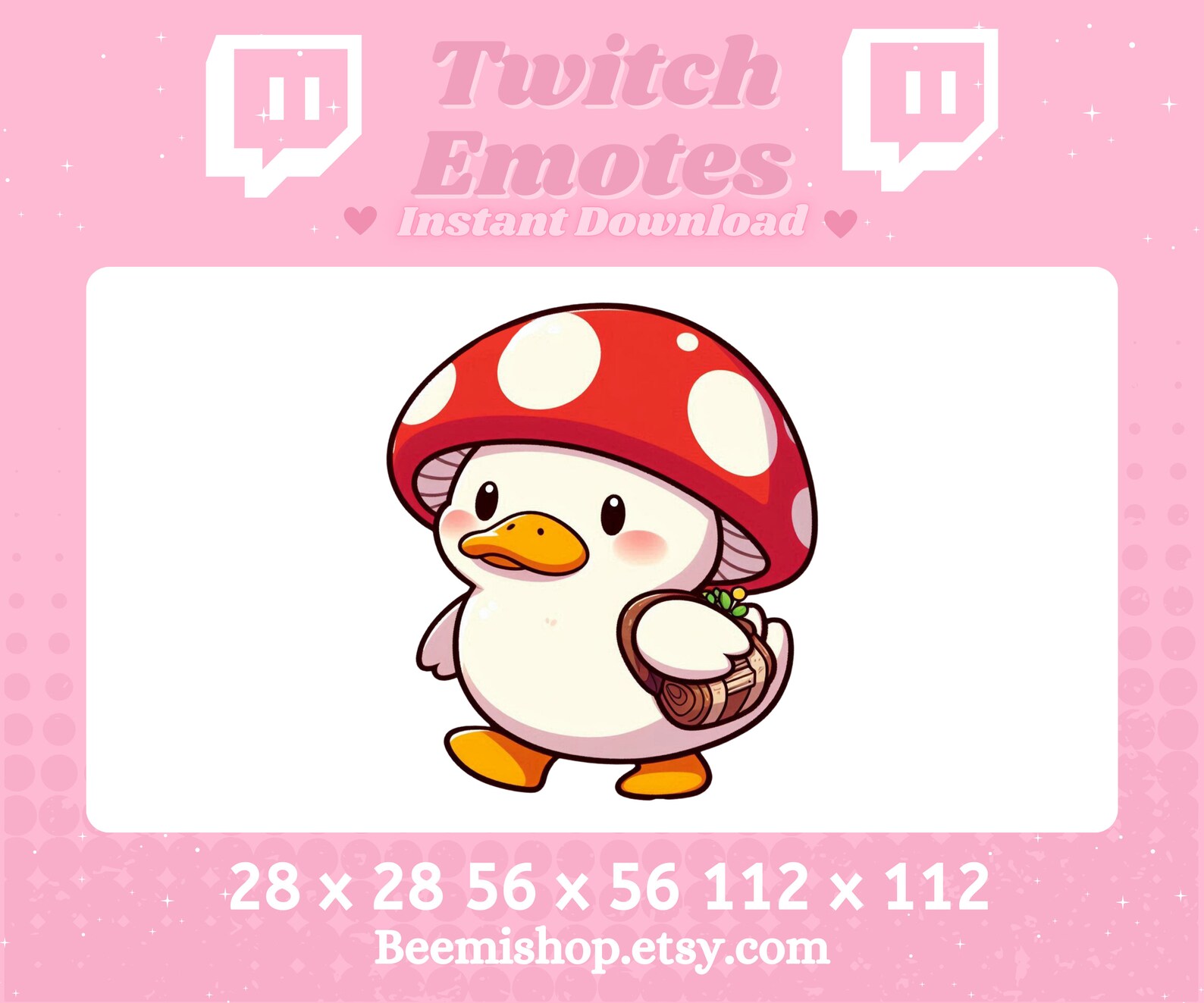 White Goose Wearing A Mushroom Hat Kawaii Adorable Youtube Server ...
