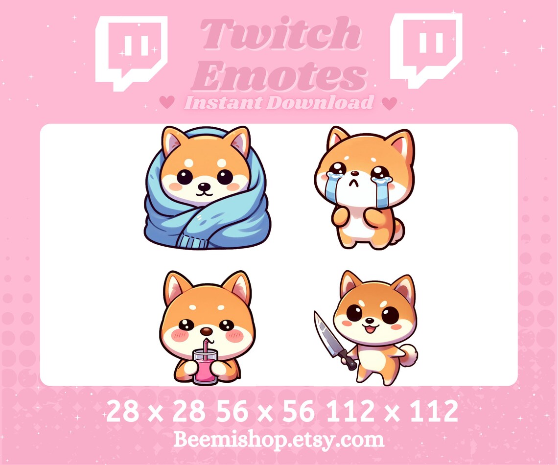 Twitch Discord Emote Cute Shiba Inu Dog Emotes Blanket Comfy Cozy Knife ...